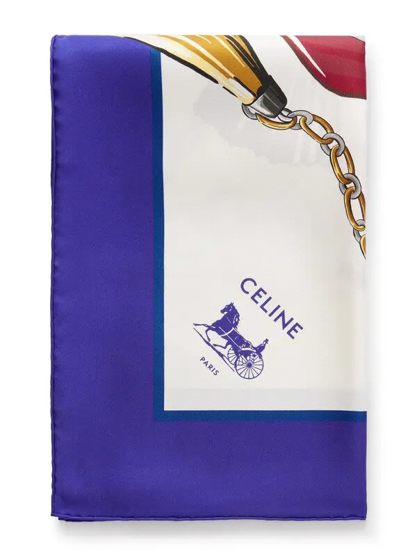 Celine Printed Silk Scarf - Blue