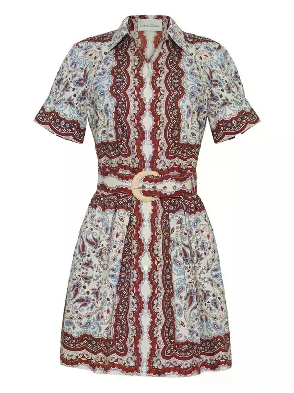 Cara Cara Malena Paisley-print Mini Dress - Neutrals