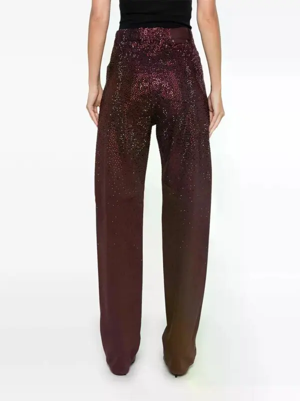 GOLDEN GOOSE Burgundy Denim Jeans With Gradient Crystals - Red