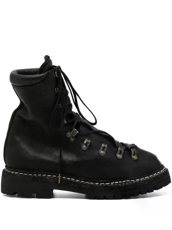 Guidi Lace-up Leather Boots - Black