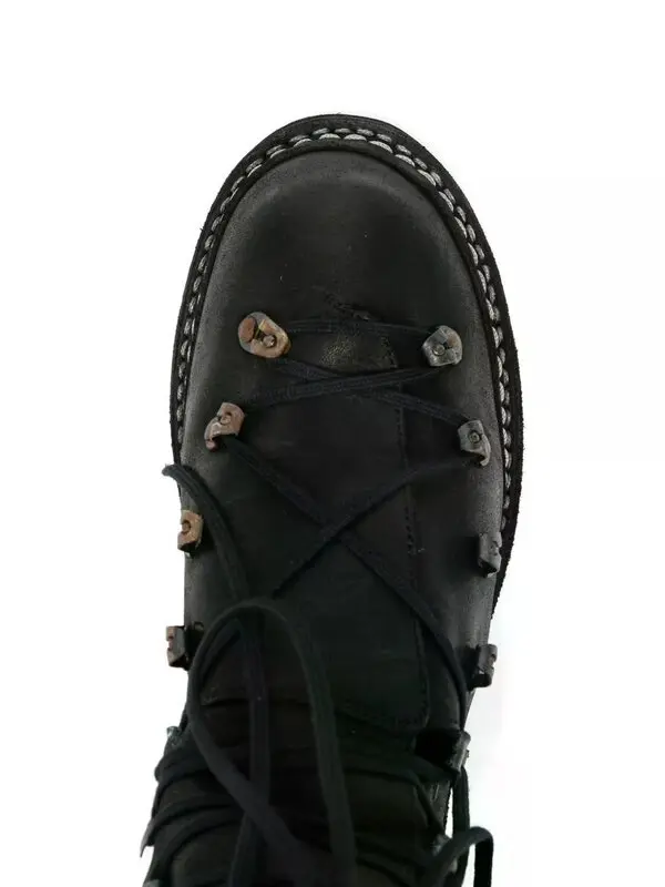Guidi Lace-up Leather Boots - Black