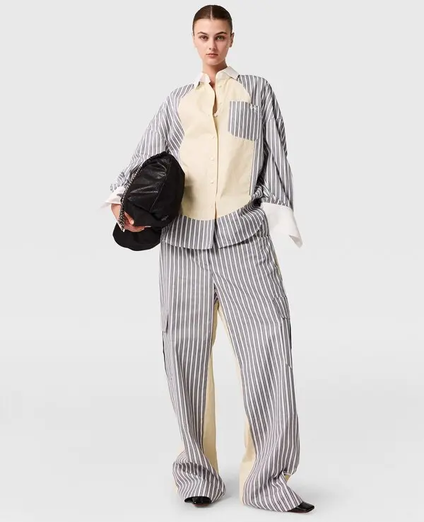Stella McCartney Oversized Mixed Stripe Cargo Trousers - Gray/white