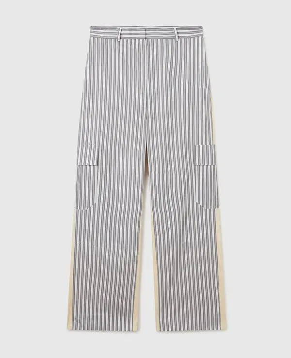 Stella McCartney Oversized Mixed Stripe Cargo Trousers - Gray/white