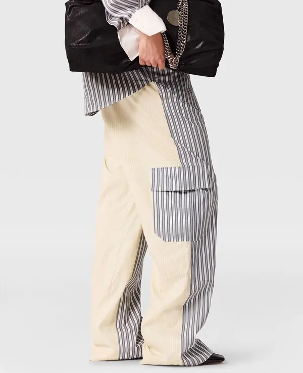 Stella McCartney Oversized Mixed Stripe Cargo Trousers - Gray/white