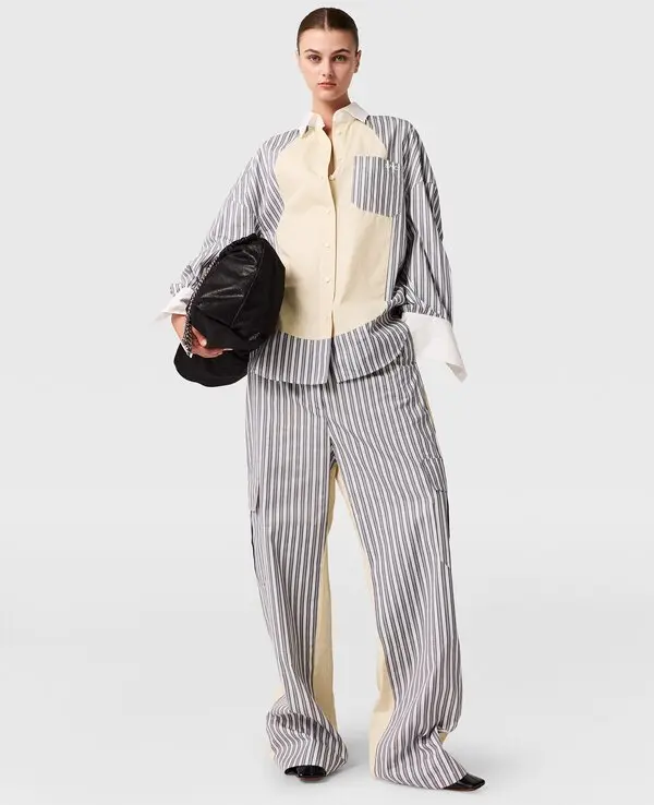 Stella McCartney Oversized Mixed Stripe Cargo Trousers - Gray/white
