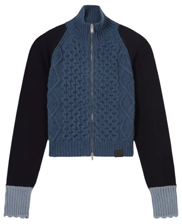 Stella McCartney Hybrid Knit Bomber Jacket - Navy