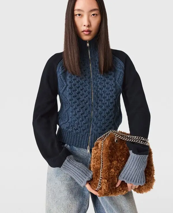 Stella McCartney Hybrid Knit Bomber Jacket - Navy