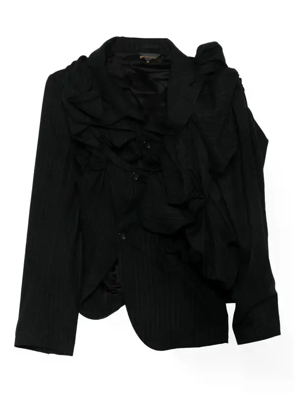 Comme Des Garçons Ruffled Pinstripe Blazer