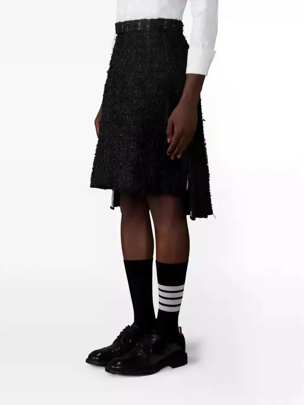 Thom Browne Tweed Frayed Pleated Skirt