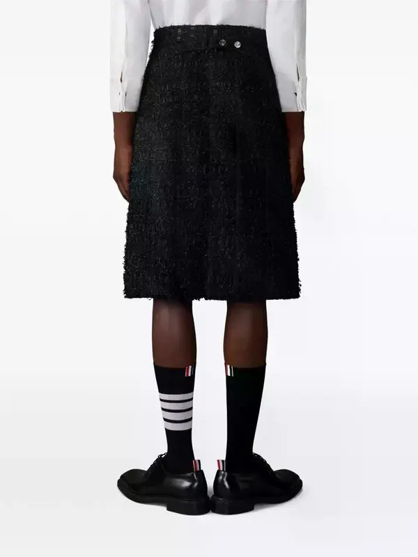 Thom Browne Tweed Frayed Pleated Skirt