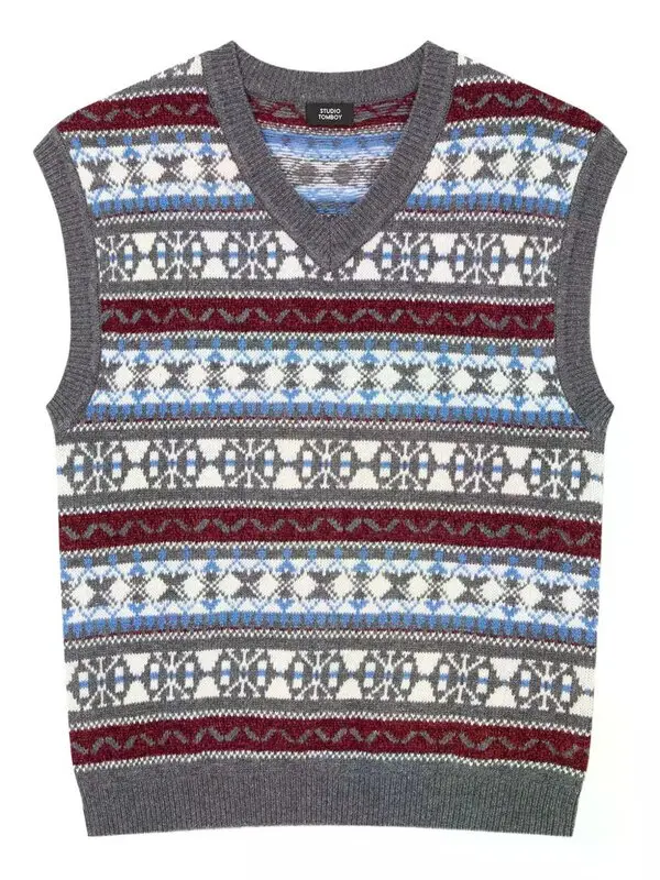 STUDIO TOMBOY Geometric-patterned Vest - Grey