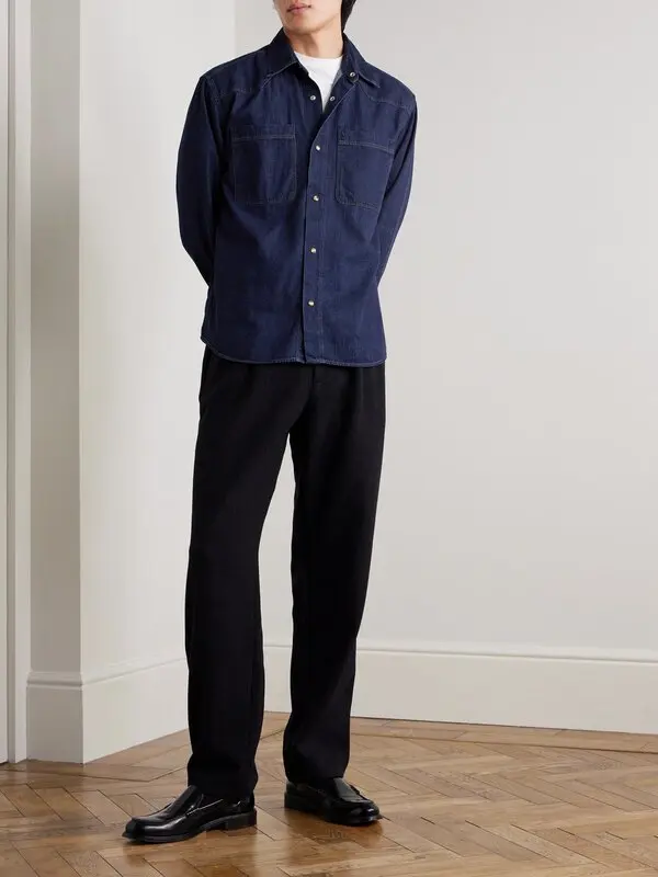 Oliver Peoples Morton Straight-leg Pleated Cotton-blend Suit Trousers