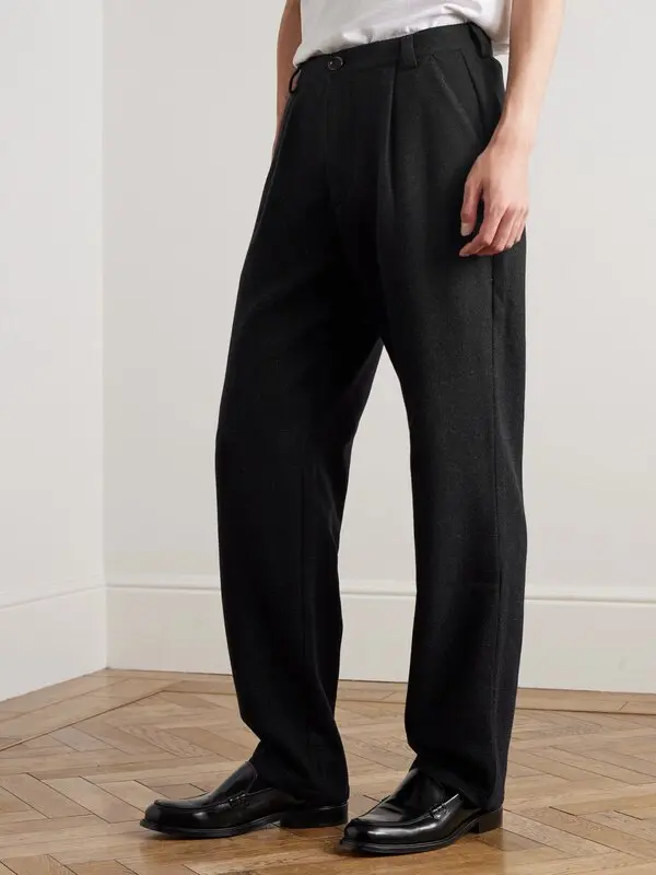 Oliver Peoples Morton Straight-leg Pleated Cotton-blend Suit Trousers