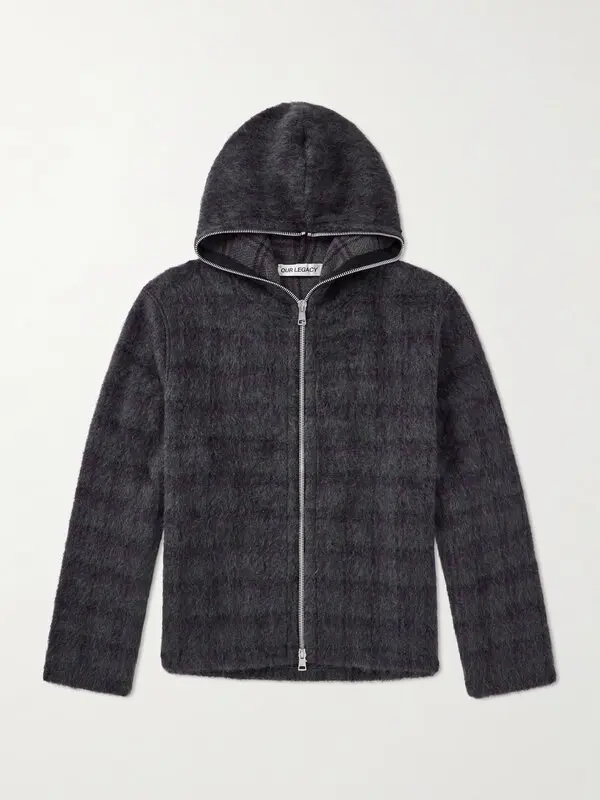 Our Legacy Brushed Wool-blend Zip-up Hoodie - Gray