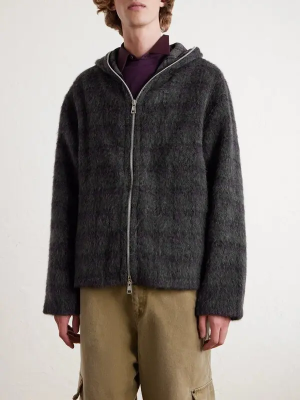 Our Legacy Brushed Wool-blend Zip-up Hoodie - Gray