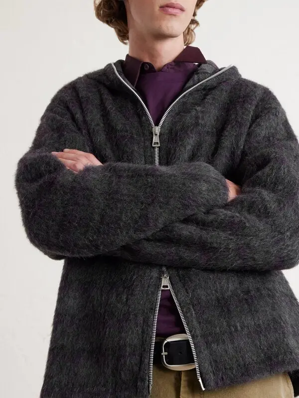 Our Legacy Brushed Wool-blend Zip-up Hoodie - Gray