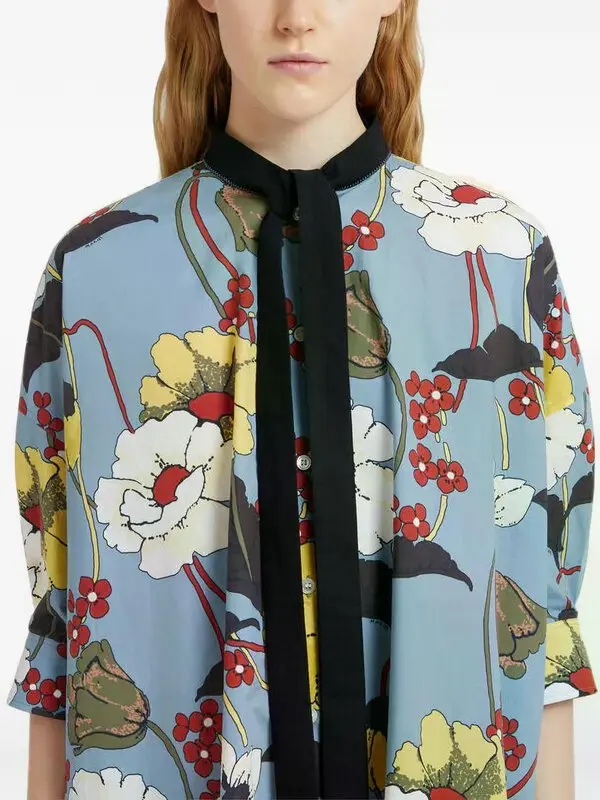Marni Floral-print Neck-tie Dress