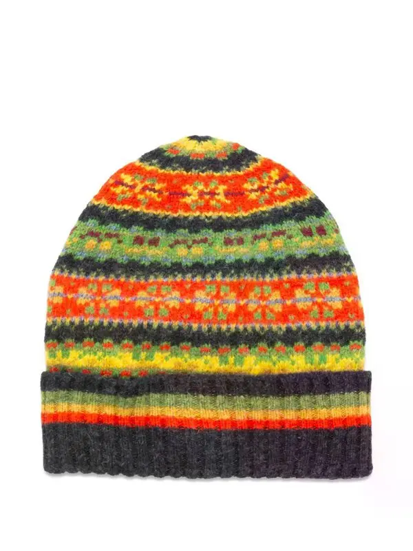 NICHOLAS DALEY Fairisle Beanie - Orange