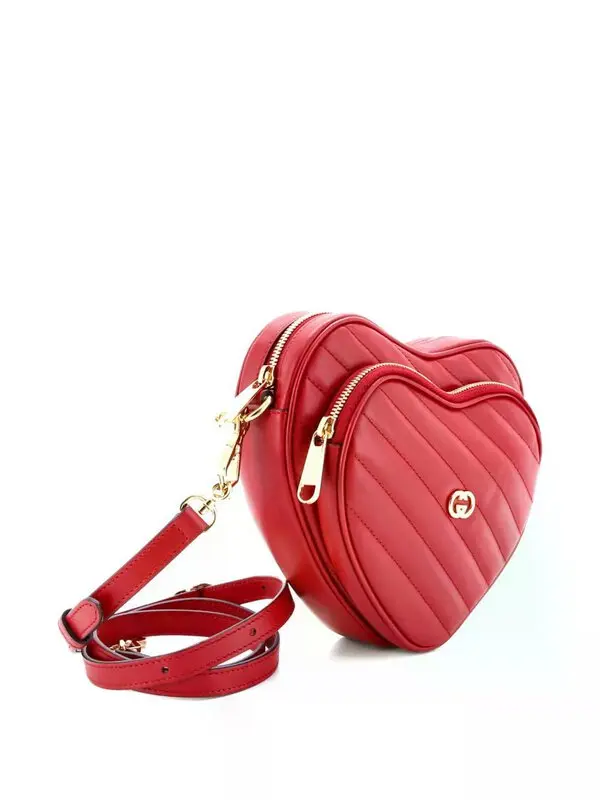 Gucci Interlocking G Heart Quilted Leather Mini Shoulder Bag - Red
