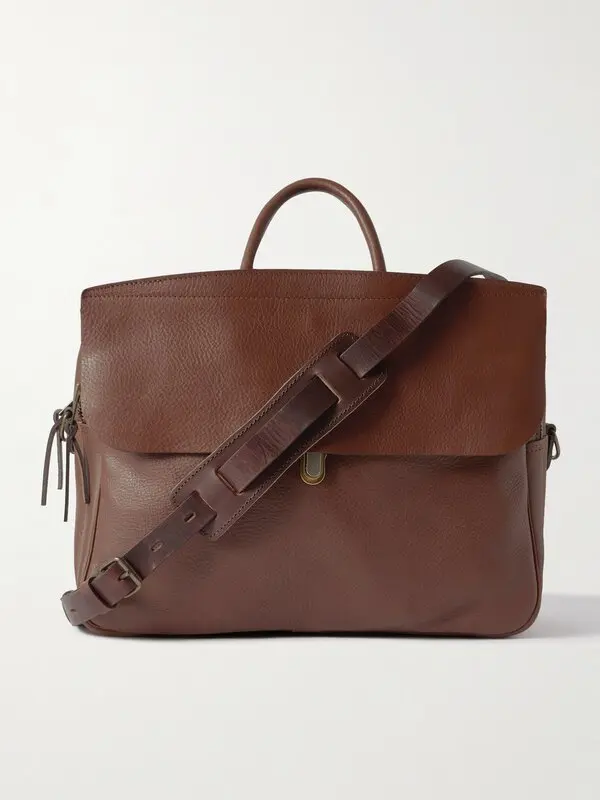BLEU DE CHAUFFE Zeppo Duo Full-grain Leather Briefcase - Brown