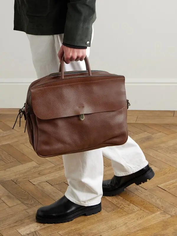 BLEU DE CHAUFFE Zeppo Duo Full-grain Leather Briefcase