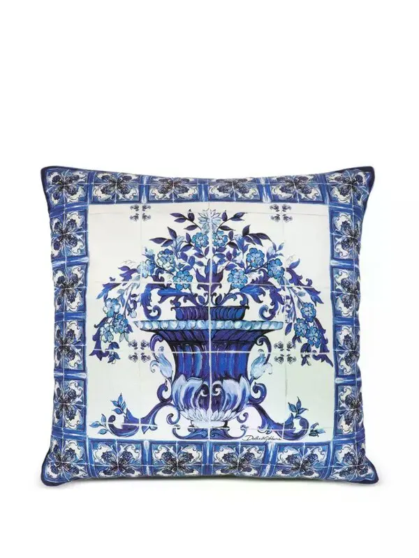DOLCE & GABBANA CASA Floral-print Cushion - White