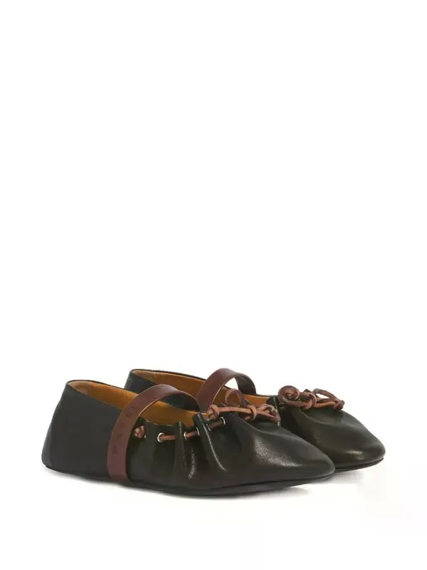 Marni Leather Mary Jane Soft Ballerinas - Black