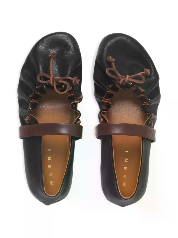 Marni Leather Mary Jane Soft Ballerinas - Black