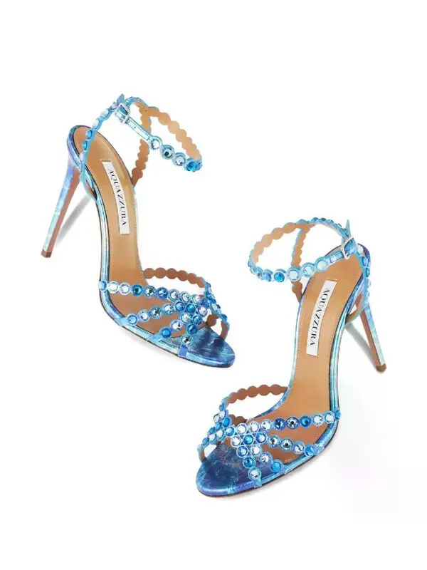AQUAZZURA 105mm Tequila Crystal-embellished Stiletto Sandals - Blue