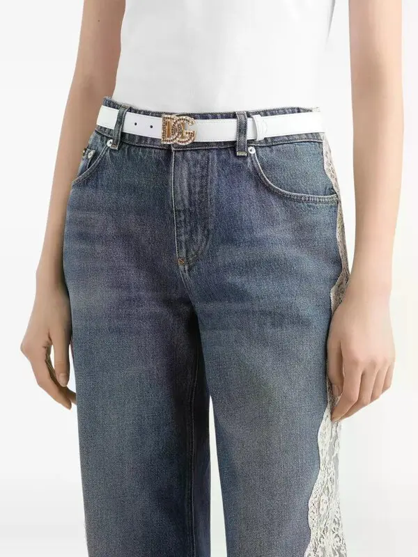 Dolce & Gabbana Embellished Logo Belt - White