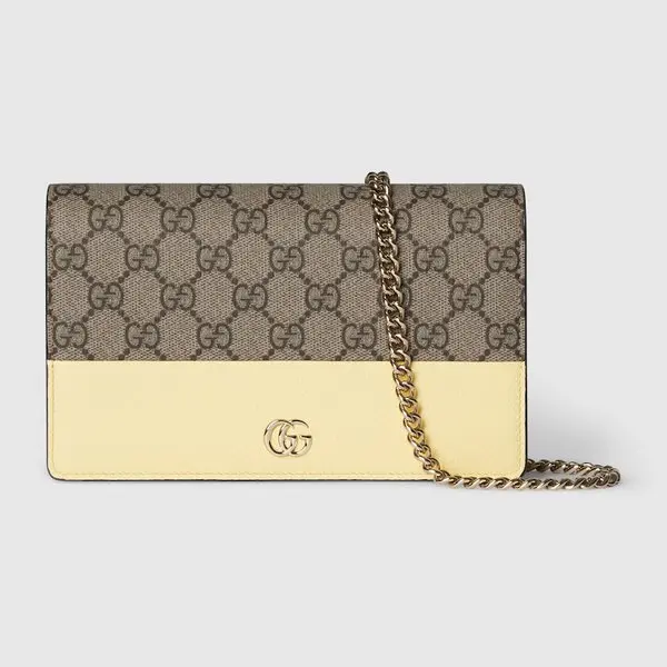Gucci Bi-color Gg Marmont Wallet On Chain Leather - Yellow