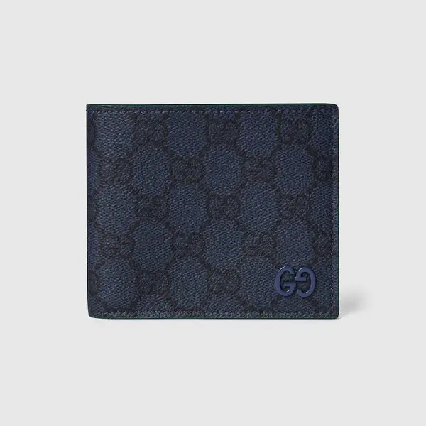 Gucci Green Interior Gg Bi-fold Wallet Gg Canvas - Blue