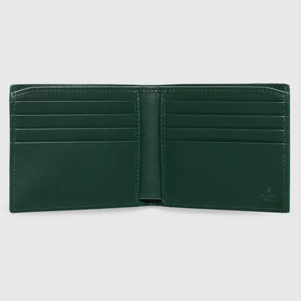 Gucci Green Interior Gg Bi-fold Wallet Gg Canvas - Blue
