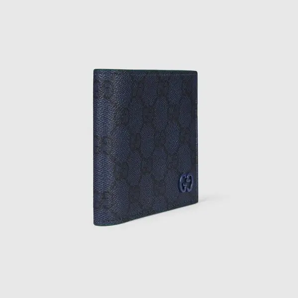 Gucci Green Interior Gg Bi-fold Wallet Gg Canvas - Blue