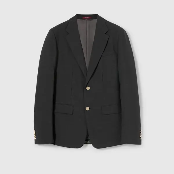 Gucci Single-breasted Selvedge Wool Jacket - Grey