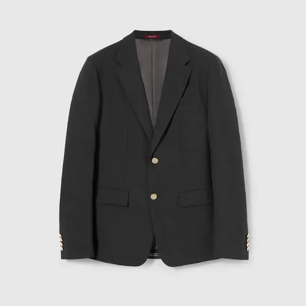 Gucci Single-breasted Selvedge Wool Jacket - Grey