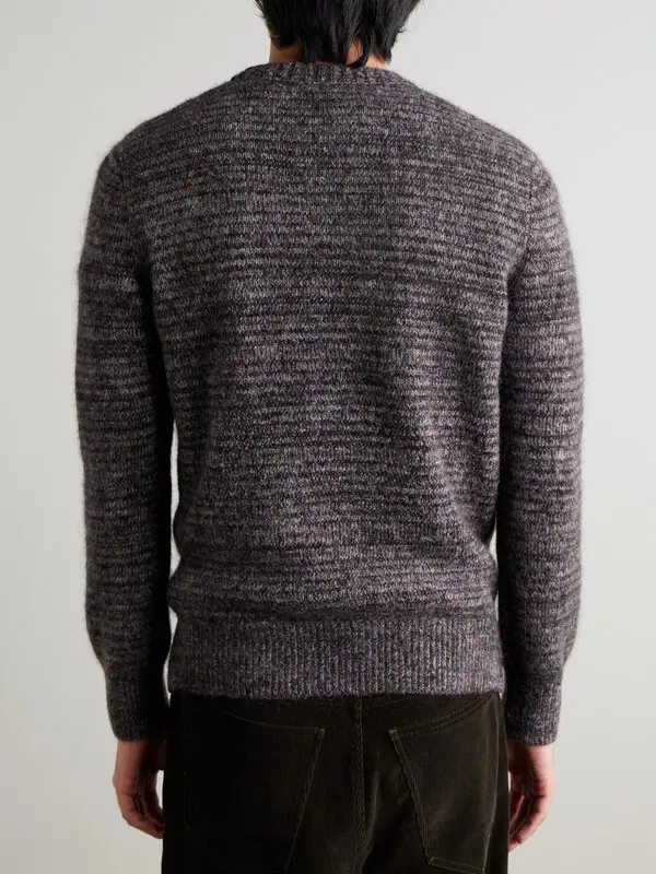 Oliver Peoples Slim-fit Space-dyed Knitted Sweater - Black