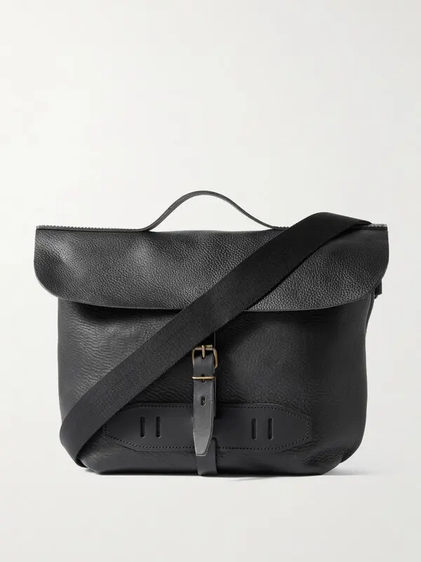 BLEU DE CHAUFFE Full-grain Leather Messenger Bag - Black