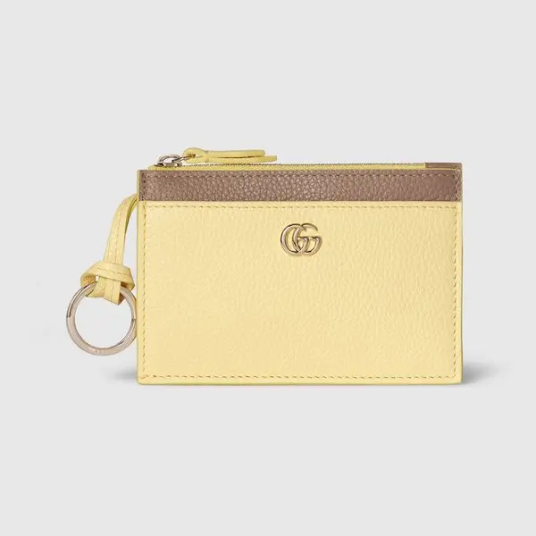 Gucci Bi-color Gg Marmont Zip Key Pouch Leather - Yellow