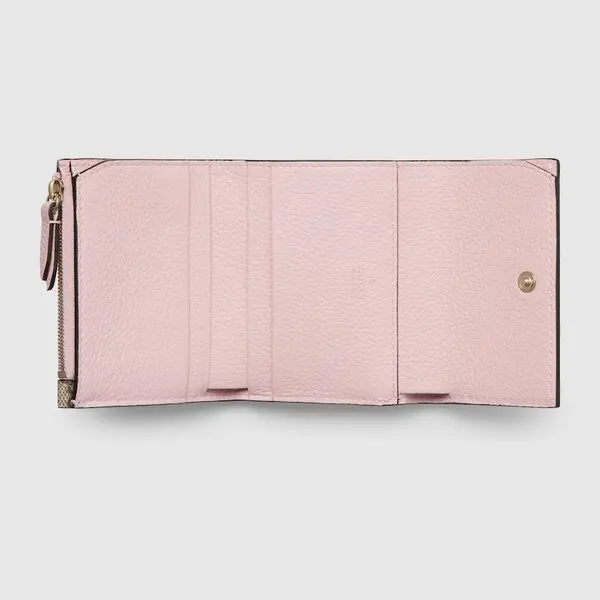 Gucci Bi-color Gg Marmont Mini Wallet Leather - Pink