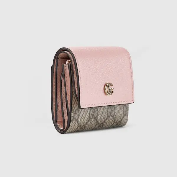 Gucci Bi-color Gg Marmont Mini Wallet Leather - Pink