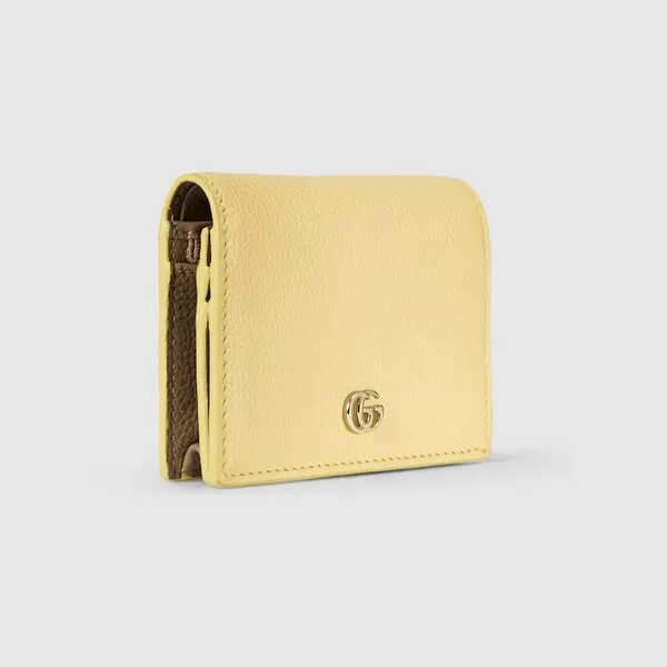 Gucci Brown Interior Gg Marmont Small Wallet Leather - Yellow