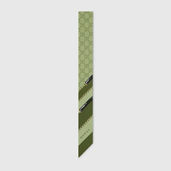 Gucci Printed Silk Ribbon Silk - Green