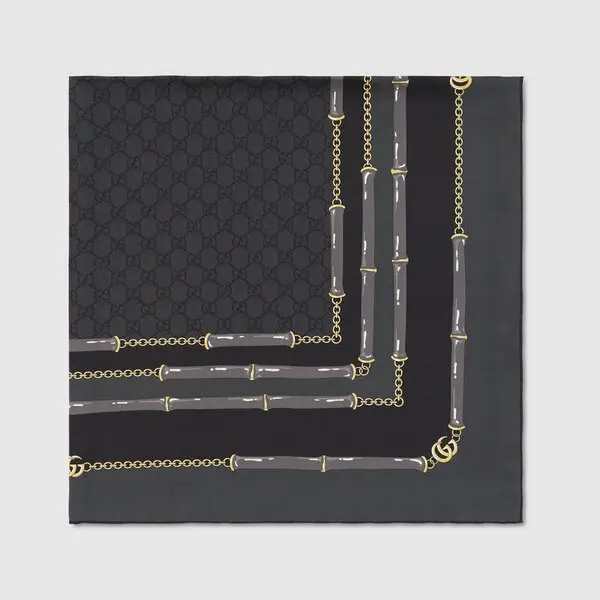 Gucci Printed Gg Silk Jacquard Carr - Black