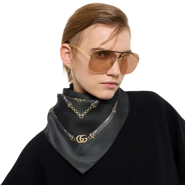 Gucci Printed Gg Silk Jacquard Carr - Black