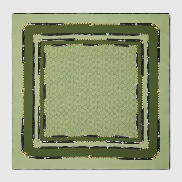 Gucci Printed Gg Silk Jacquard Carr - Green
