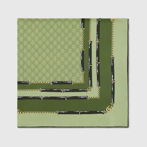 Gucci Printed Gg Silk Jacquard Carr - Green