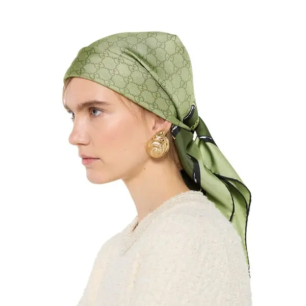 Gucci Printed Gg Silk Jacquard Carr - Green
