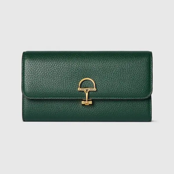 Gucci Half Horsebit Continental Wallet Leather - Green