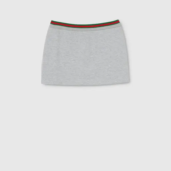 Gucci Cotton Jersey Skirt With Web - Grey